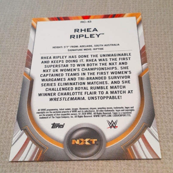 Topps | Toys | 220 Rhea Ripley Topps Rookie Card Wwe Nxt Judgement Day ...